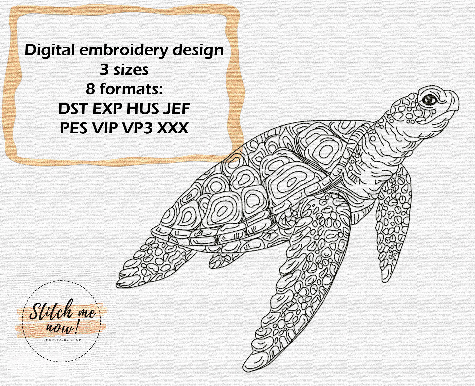 Turtle Machine Embroidery Design Reptiles | Etsy