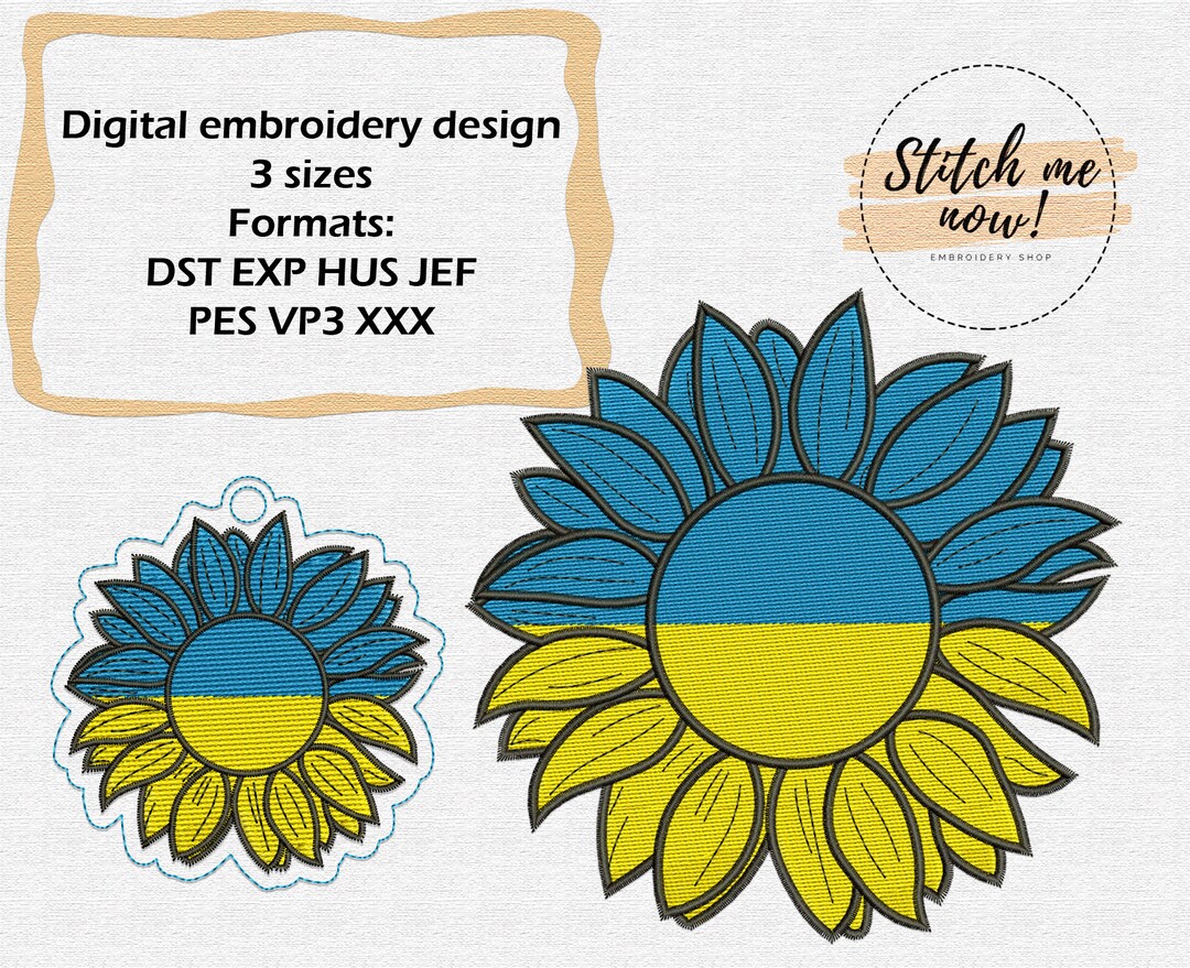 Flower With Ukrainian Flag Machine Embroidery Design + Snap Tab Eyelet ...