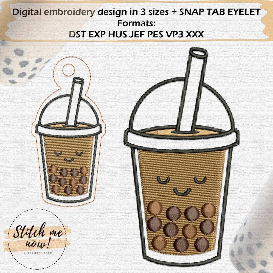 Bubble Tea Machine Embroidery Design in 3 Sizes Includes Snap Tab Eyelet - Etsy
