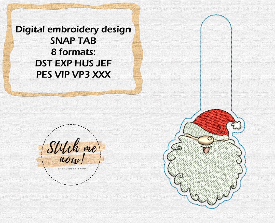 Santa Claus Snap Tab Machine Embroidery Design - Etsy