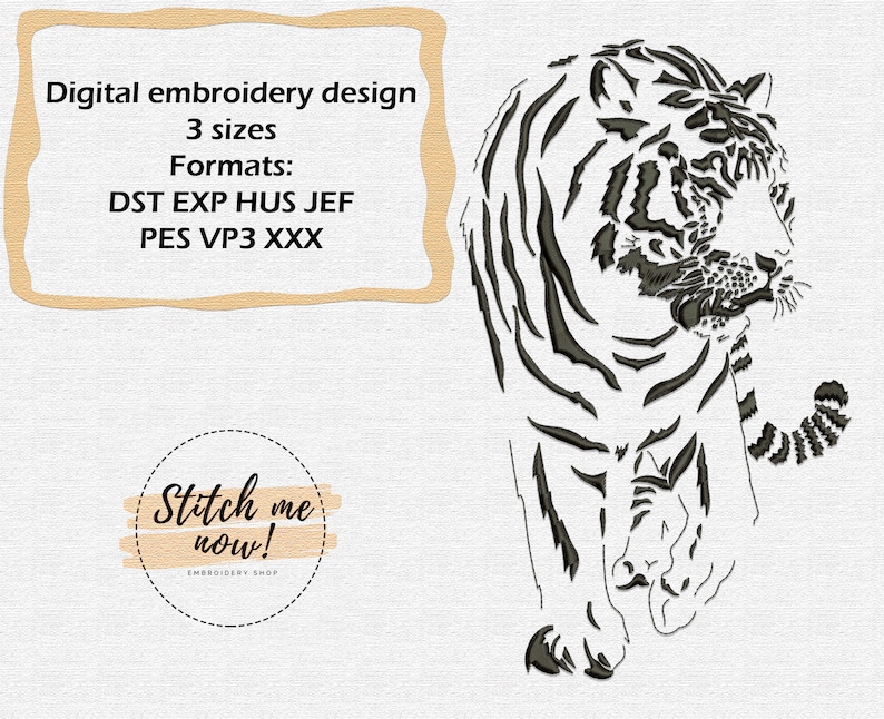 Walking Tiger Machine Embroidery Design - Etsy