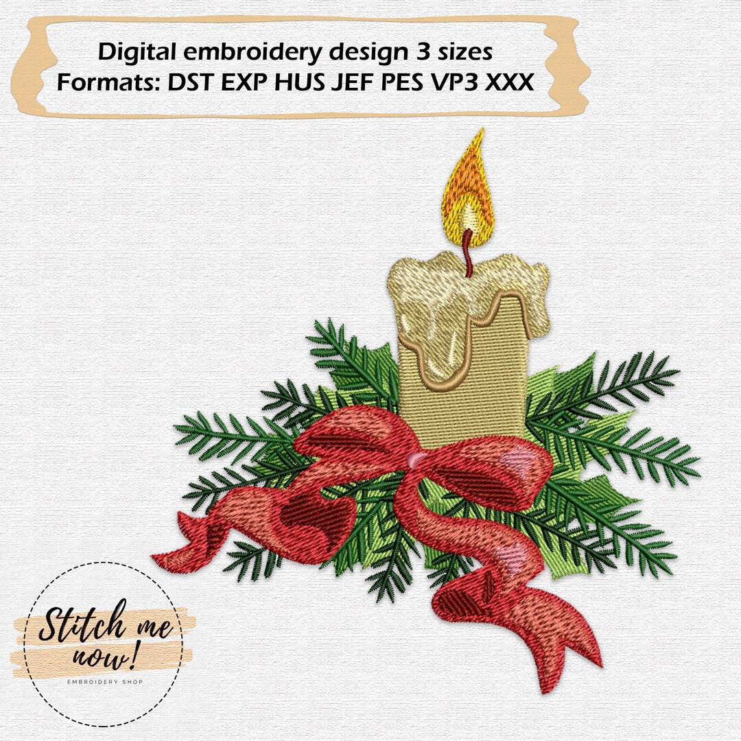 Christmas Candle Machine Embroidery Design - Etsy