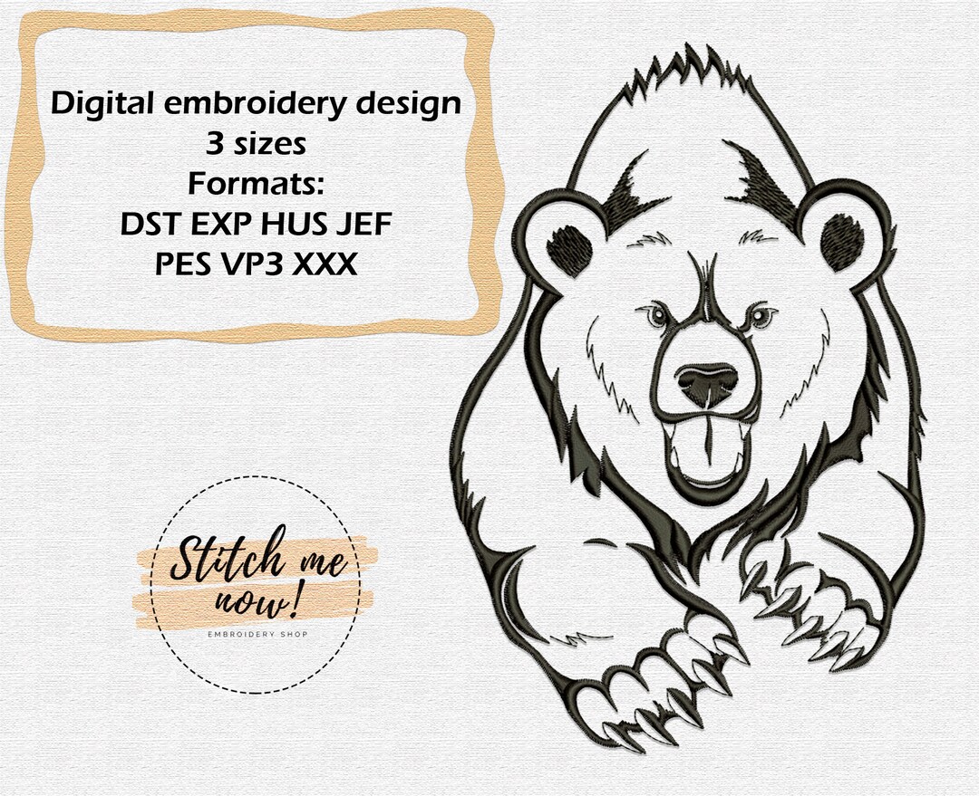Bear Machine Embroidery Design - Etsy