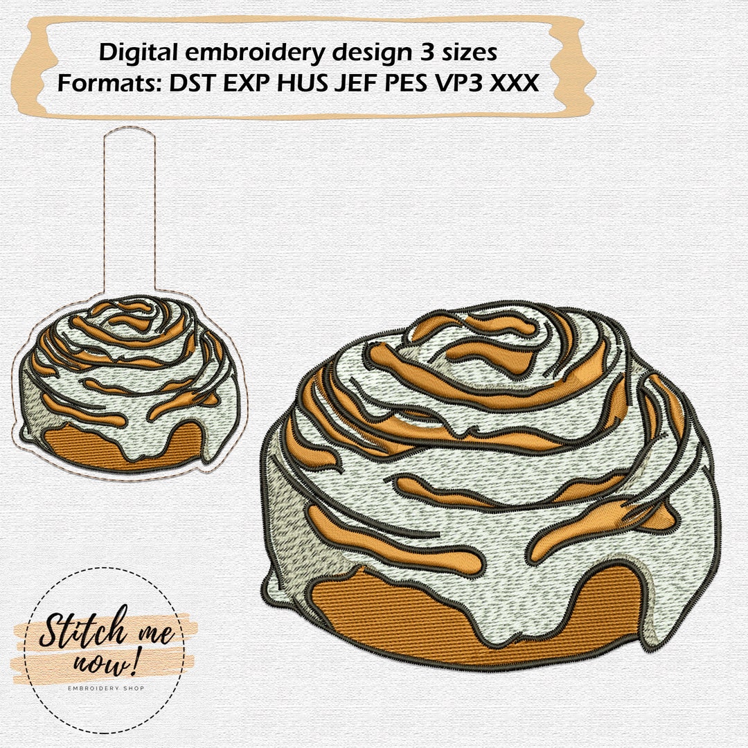 Cinnamon Roll and Snap Tab Machine Embroidery Design - Etsy