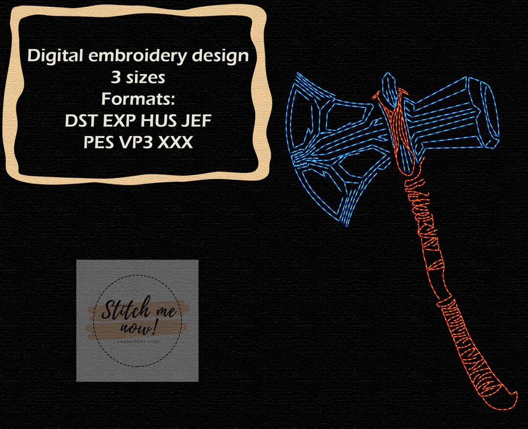 Neon Ax Machine Embroidery Design - Etsy