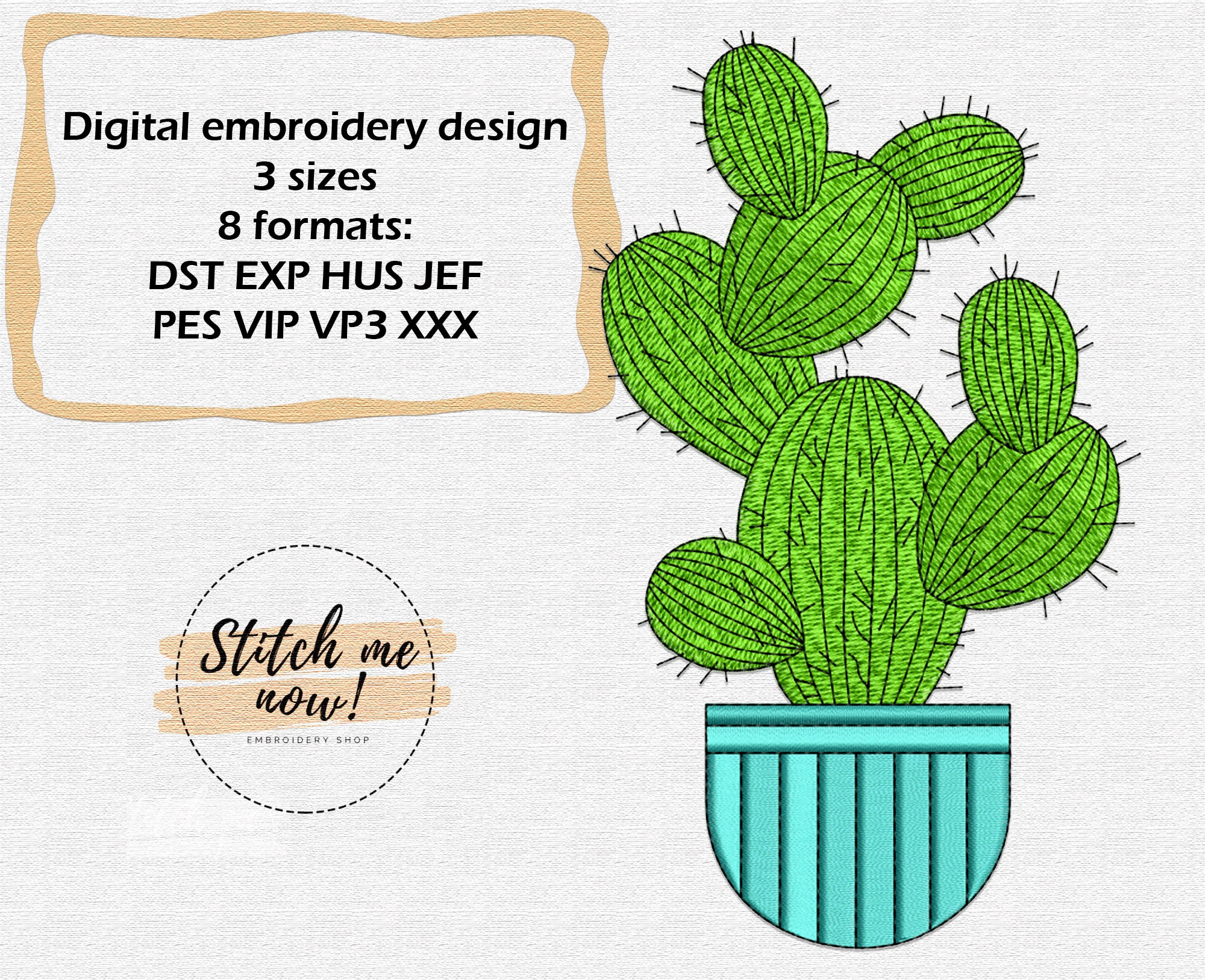 Cactus Machine Embroidery Design - Etsy