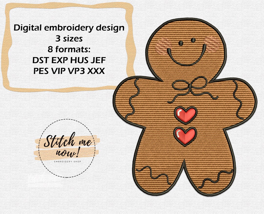 Gingerbread Machine Embroidery Design Cookies Christmas Valentine's Day ...