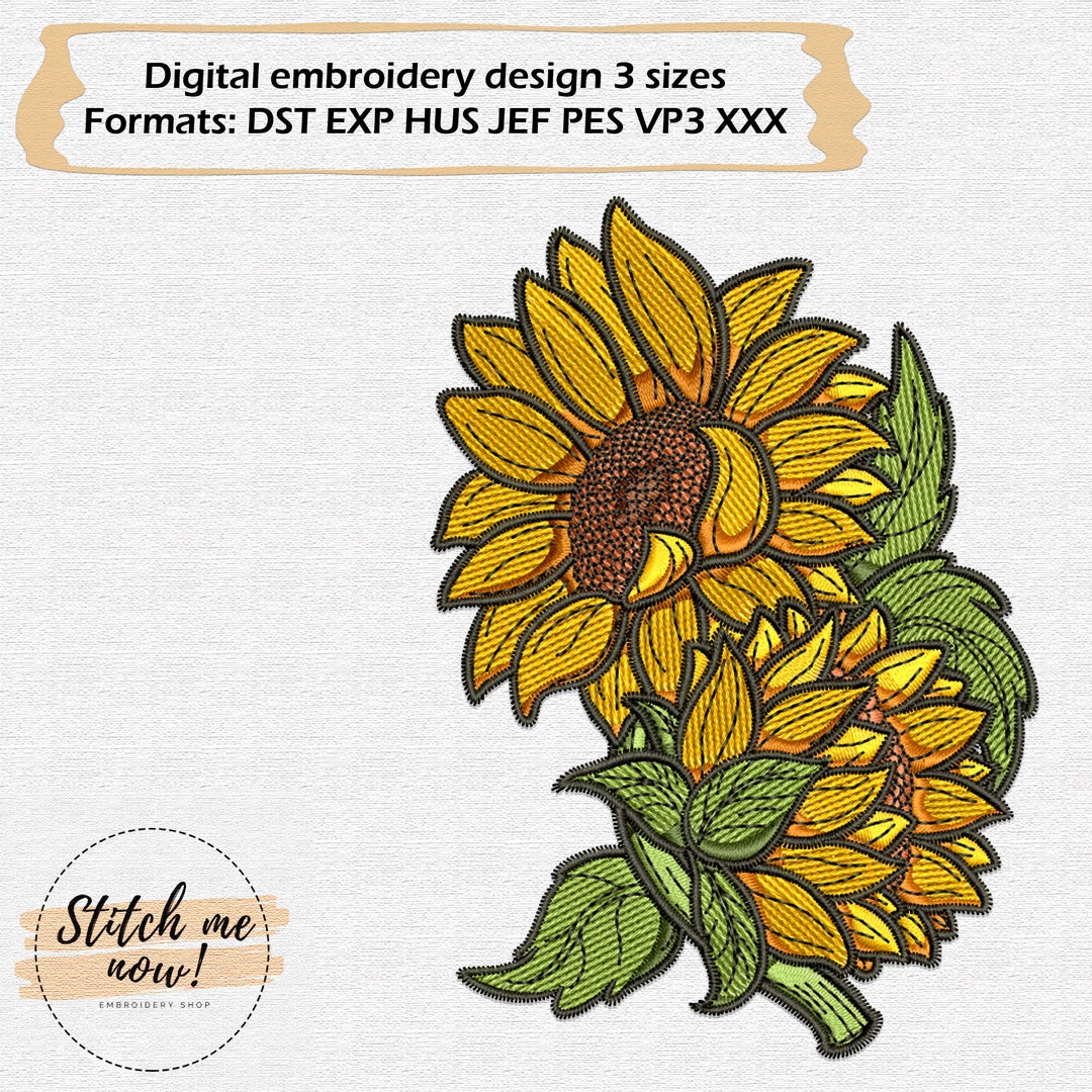 Sunflowers Bouquet Machine Embroidery Design - Etsy