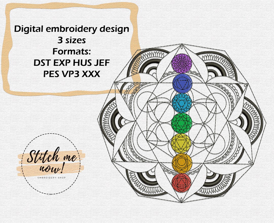 Chakras Mandala Machine Embroidery Design - Etsy