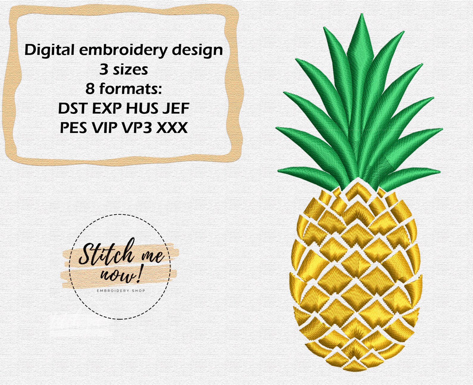 Pineapple Machine Embroidery Design | Etsy