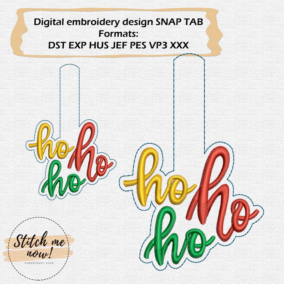 Christmas Santa Ho Ho Ho Snap Tab Key Fob Machine Embroidery Design - Etsy