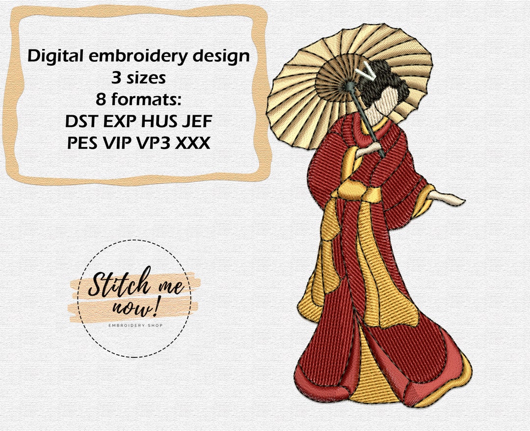 Japanese Girl Machine Embroidery Design - Etsy