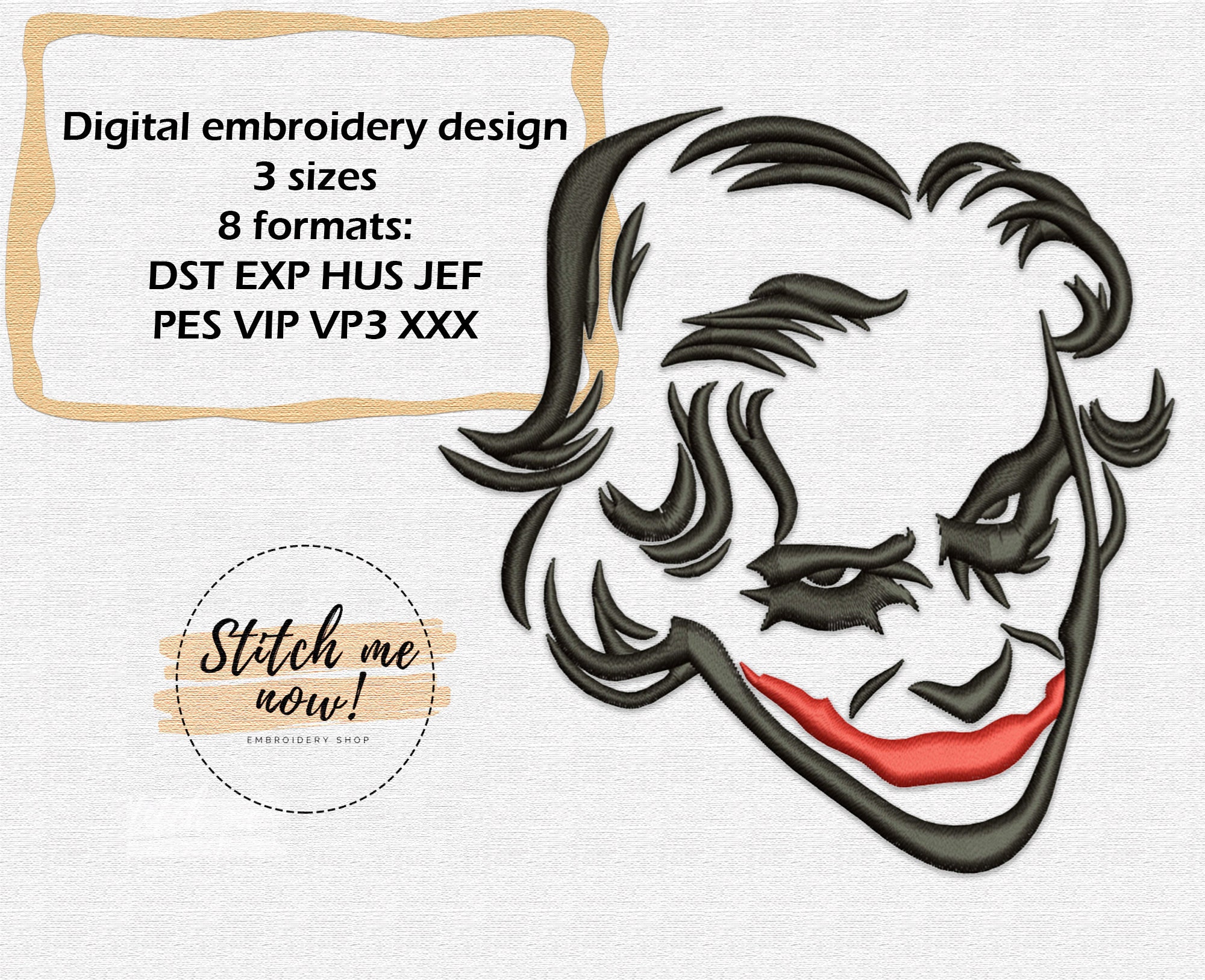 Patterns Joker machine embroidery design villain clown Sewing & Fiber ...
