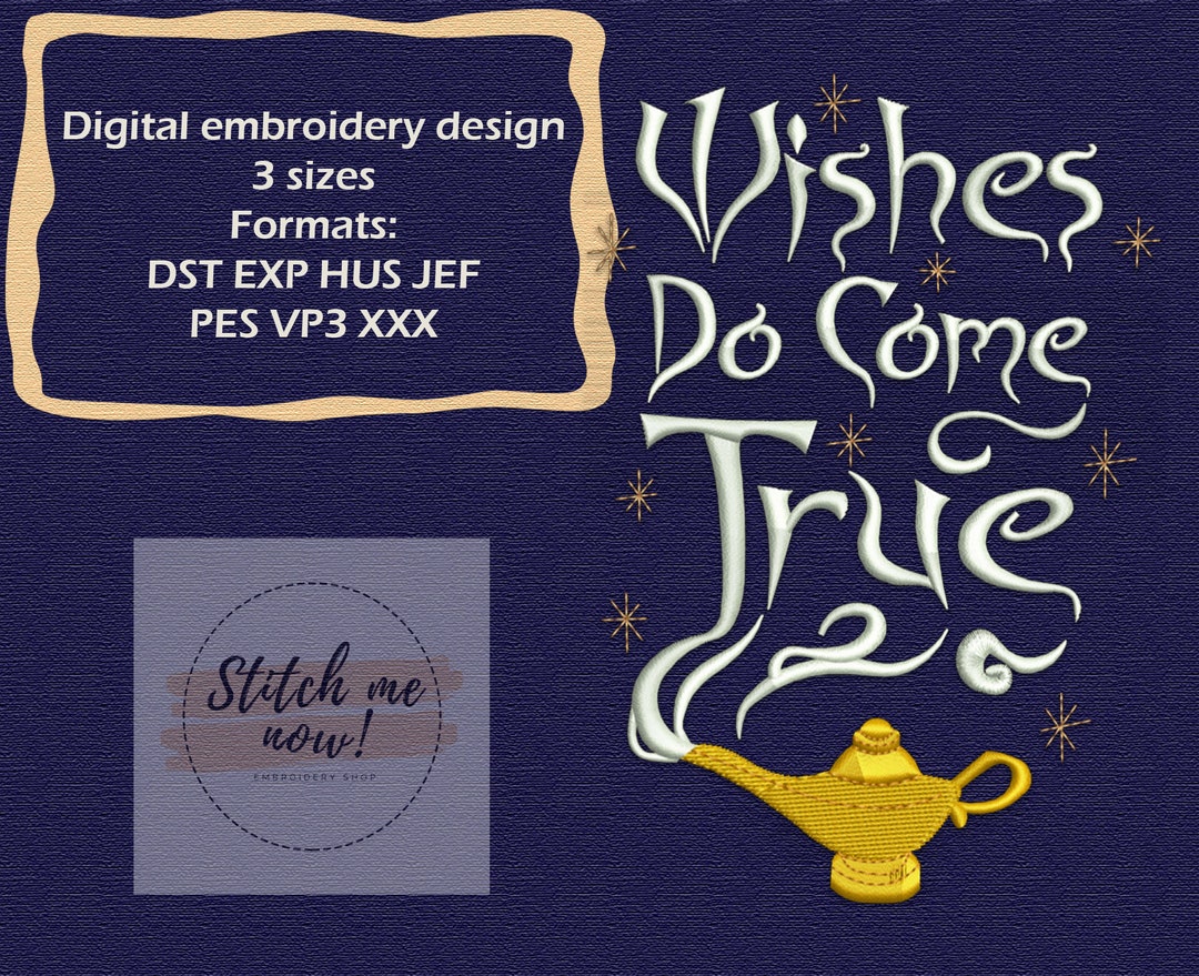 Magical Lamp Machine Embroidery Design Genie Wishes Do Come True - Etsy