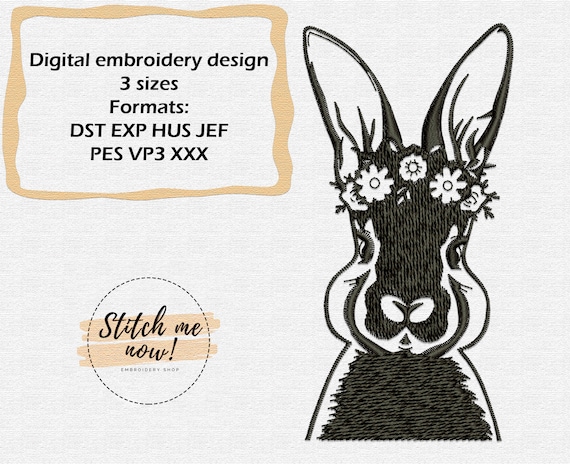 Rabbit Machine Embroidery Design | Etsy