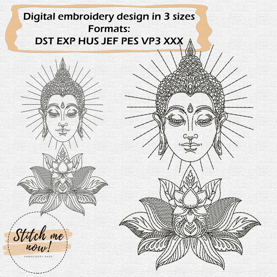 Buddha With Lotus Machine Embroidery Design - Etsy