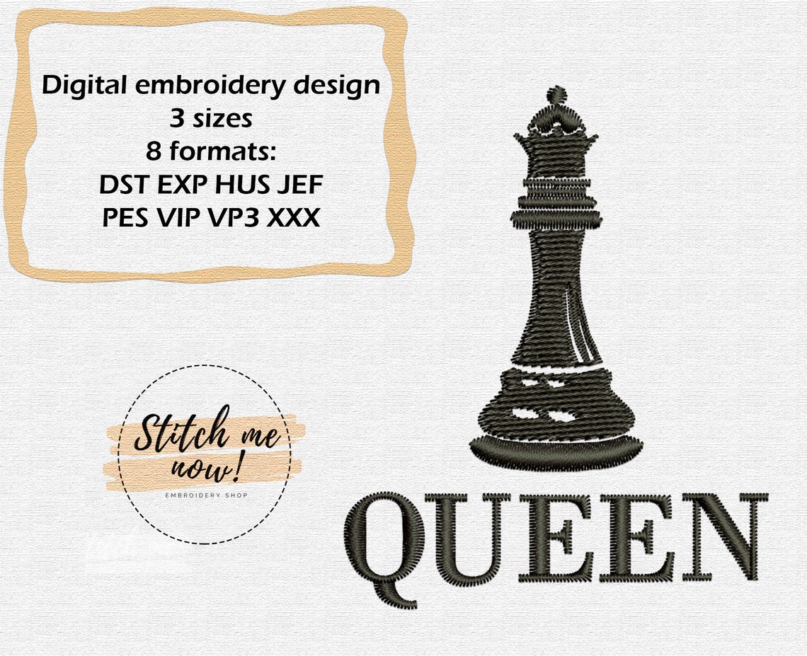 Chess Queen Machine Embroidery Design | Etsy