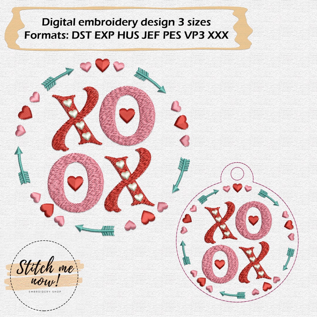 Valentines Xo Xo Machine Embroidery Design and Snap Tab Eyelet - Etsy