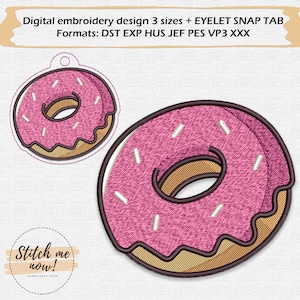 Sweet Donut Machine Embroidery Design in 3 Sizes Includes Snap Tab ...