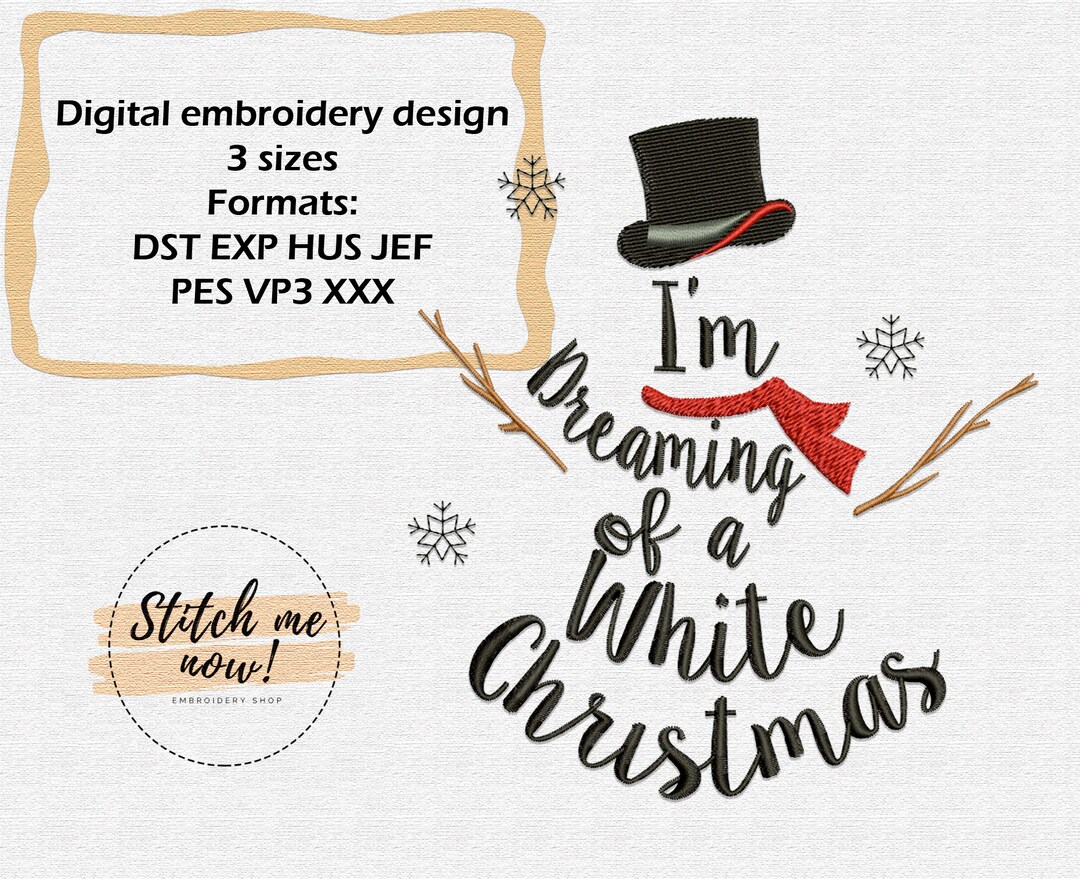 White Christmas Machine Embroidery Design - Etsy