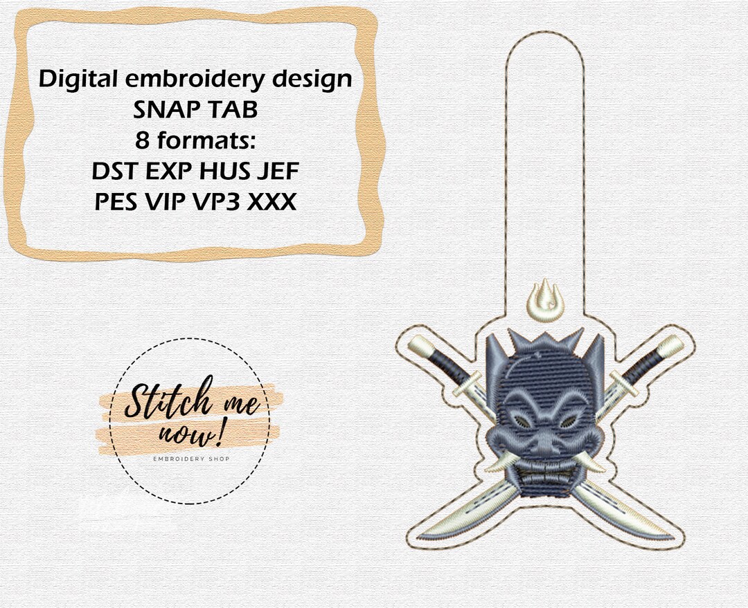 Blue Spirit Face Masks Snap Tab Machine Embroidery Design - Key Fob ITH ...