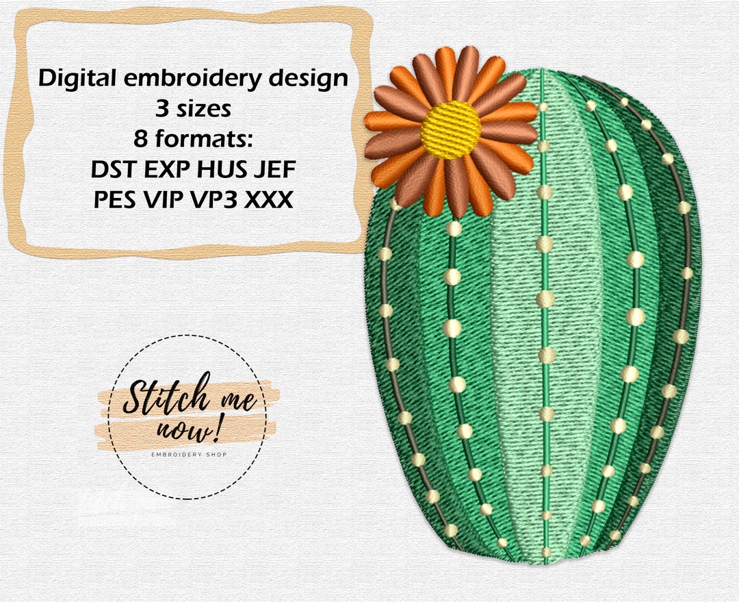 Cactus With Flower Machine Embroidery Design - Etsy