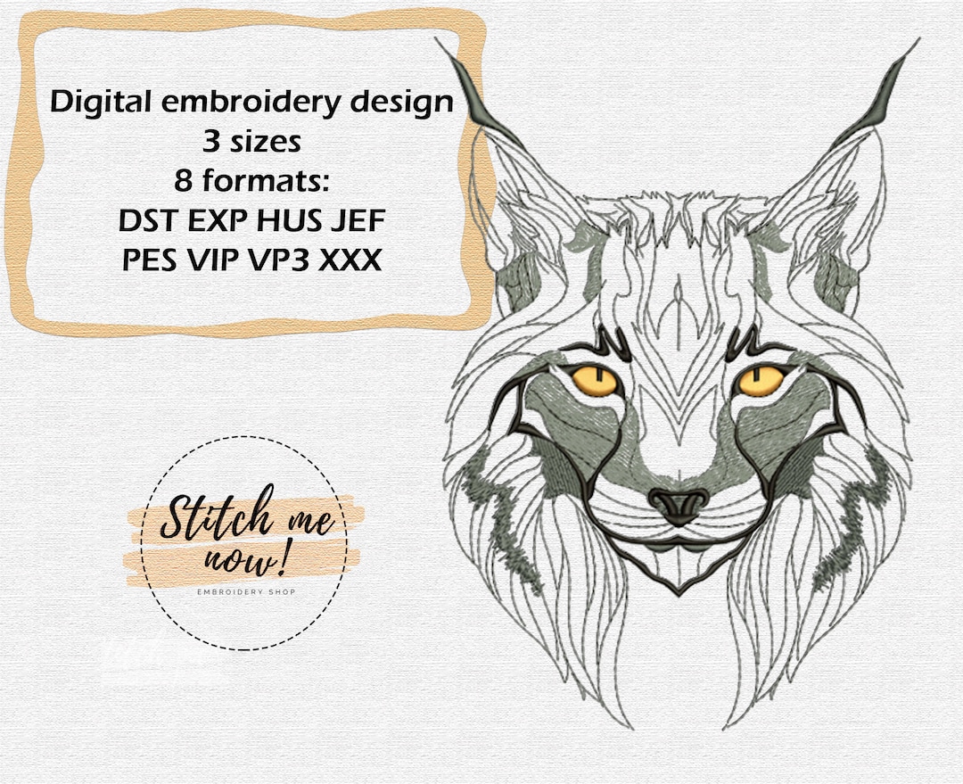 Portrait of Lynx Machine Embroidery Design - Etsy