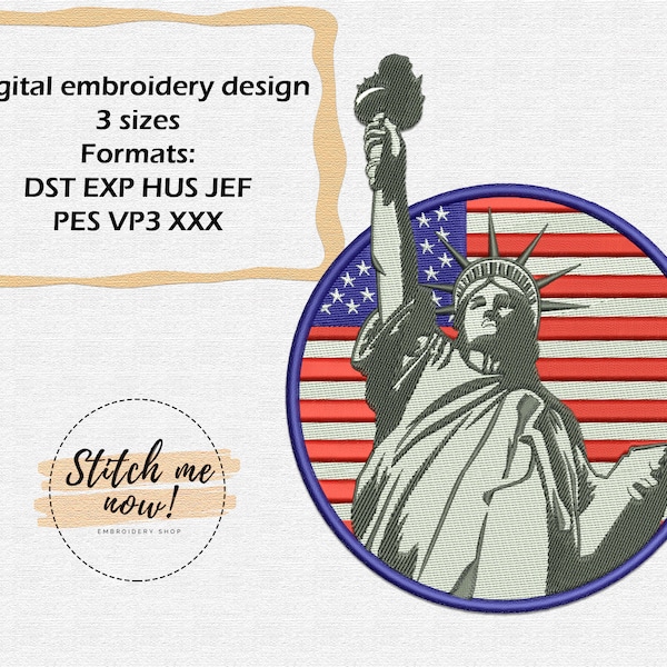 Statue of Liberty Embroidery Design - Etsy