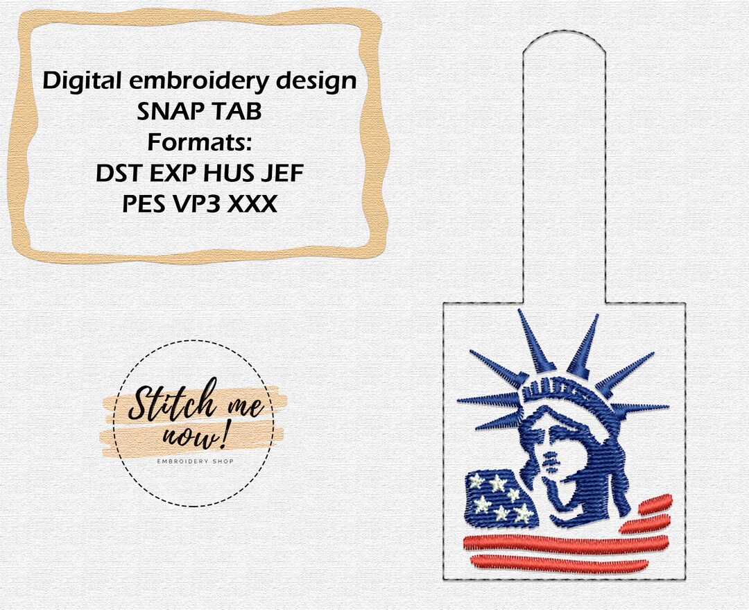 The Statue of Liberty Snap Tab Machine Embroidery Design 4th of July - Etsy