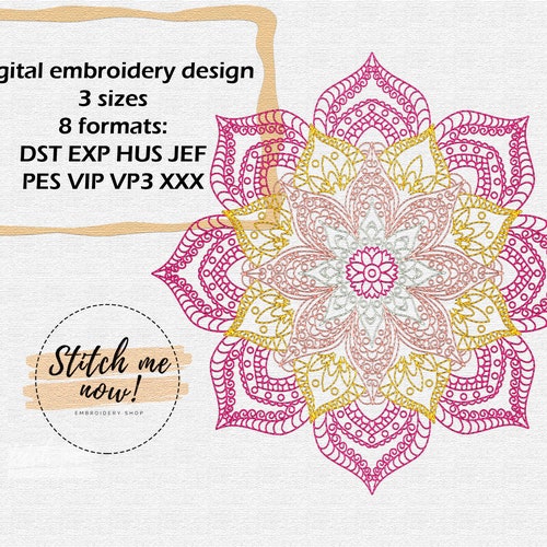 Mandala Redwork Machine Embroidery Design. Linework Embroidery | Etsy