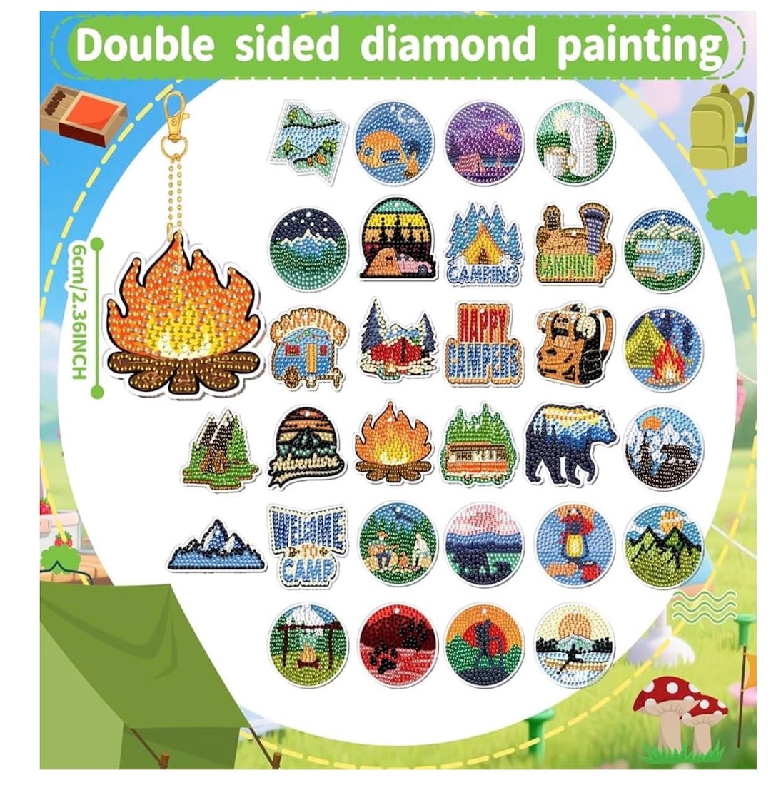 Camping & Outdoor Diamond Art Keychain - Etsy