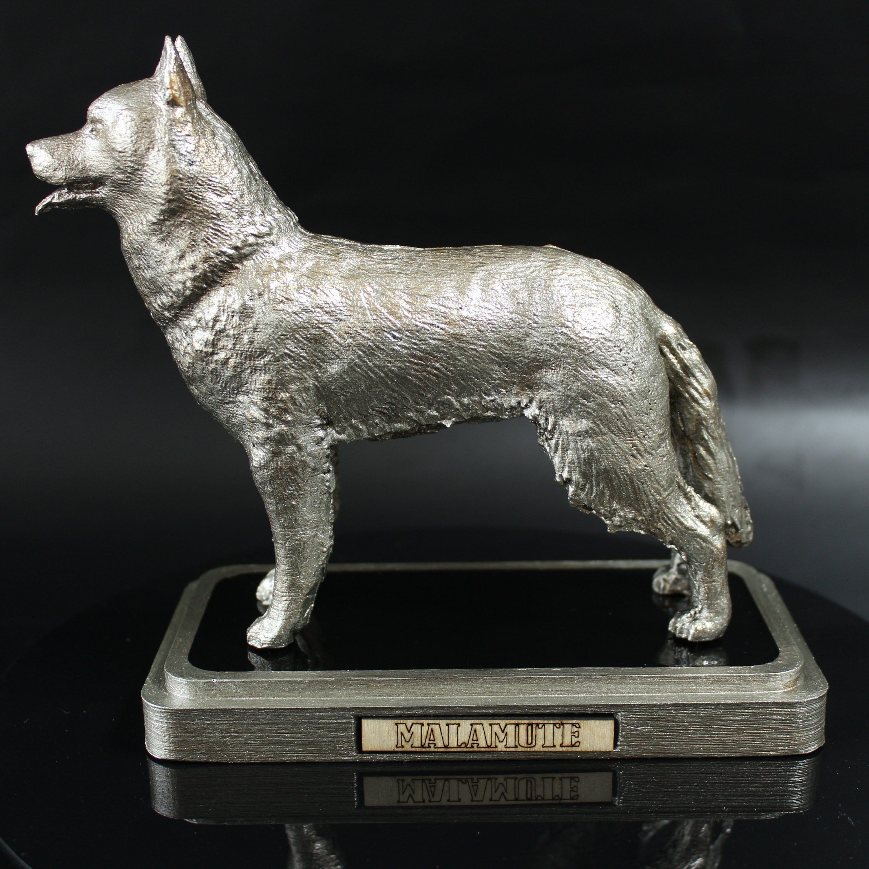 Personalized Siberian Husky Dog Statue Antique Silver Paint | Etsy