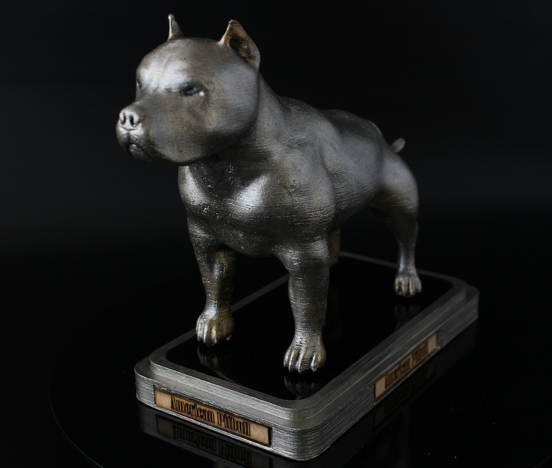 Custom Pitbull Dog Statue on Base-personalized Painting Dog Statue ...