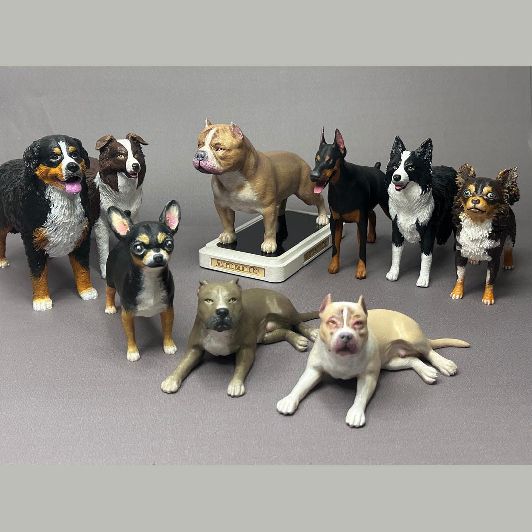 Personalized Painting Pitbull Dog Statue Handmade Painting Dog Cake ...