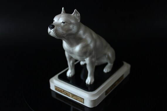 Personalized American Pitbull Dog Statue Metalic Pearl White | Etsy