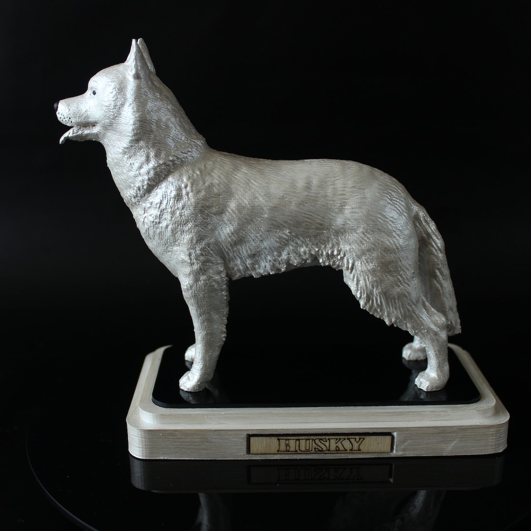 Personalized Siberian Husky Dog Statue Metalic Pearl White - Etsy