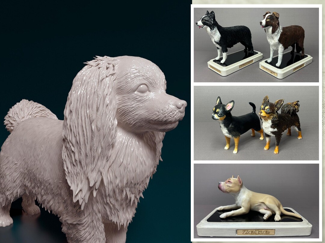 Custom Phalene Dog Statue on Base-personalized Painting Dog Statue ...