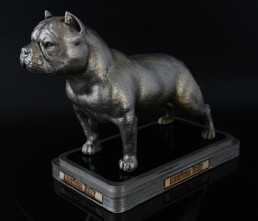 Custom Casting American Bully Dog Statue, Large Dog Statue on Base ...