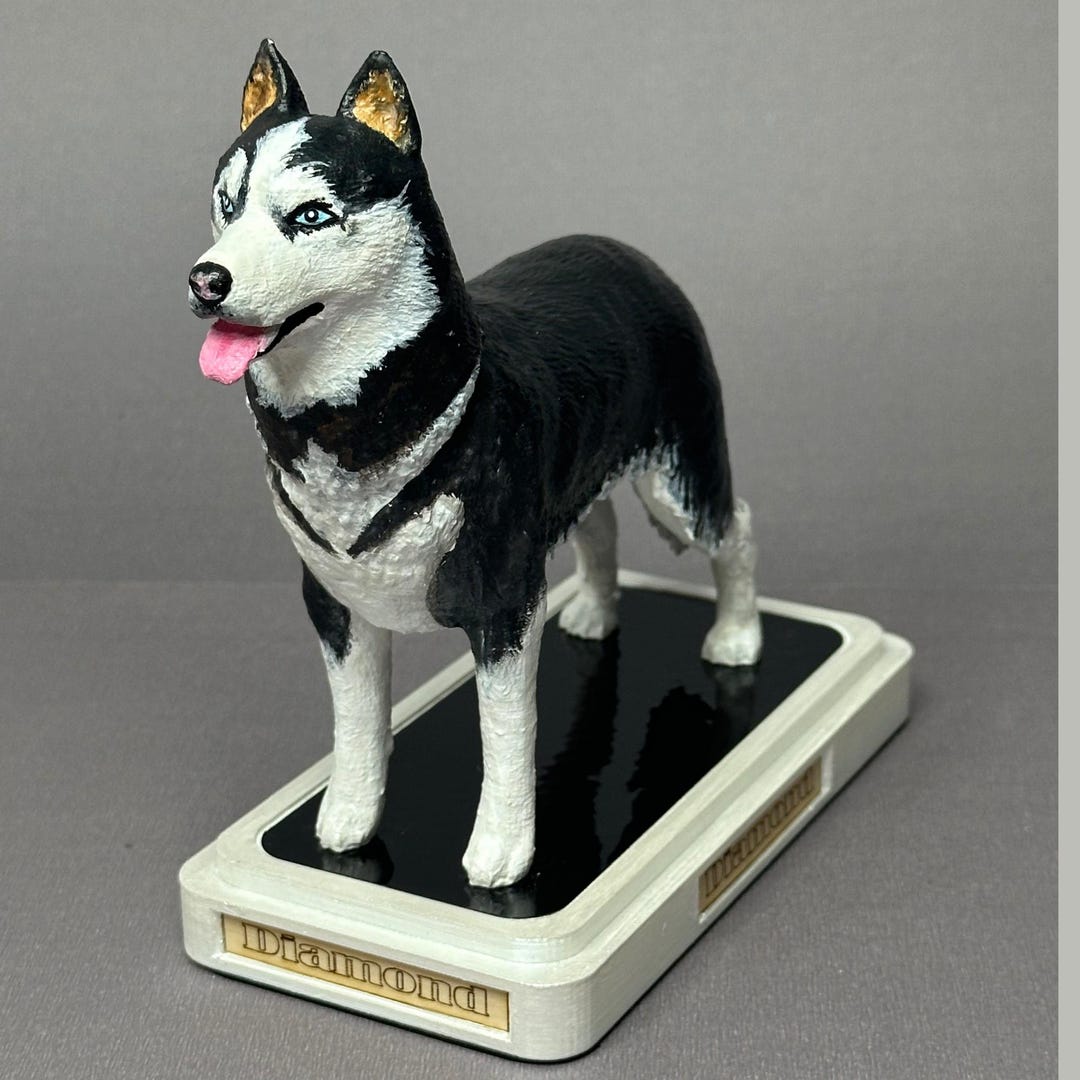 Custom Siberian Husky Dog Statue on Base-personalized Painting Dog ...
