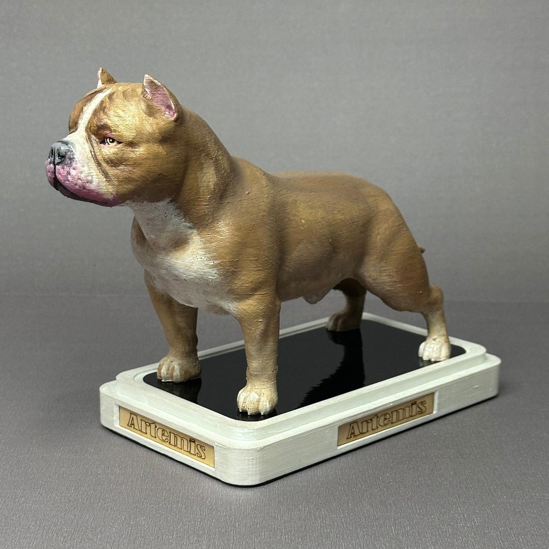 Custom American Bully Dog Statue on Base-personalized Painting Dog ...