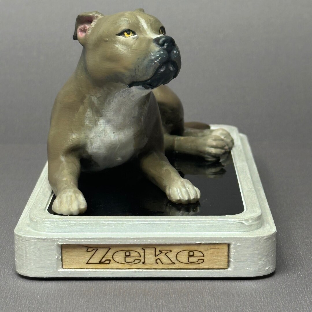 Custom Pitbull Dog Statue on Base - Personalized Painting Dog Dog ...