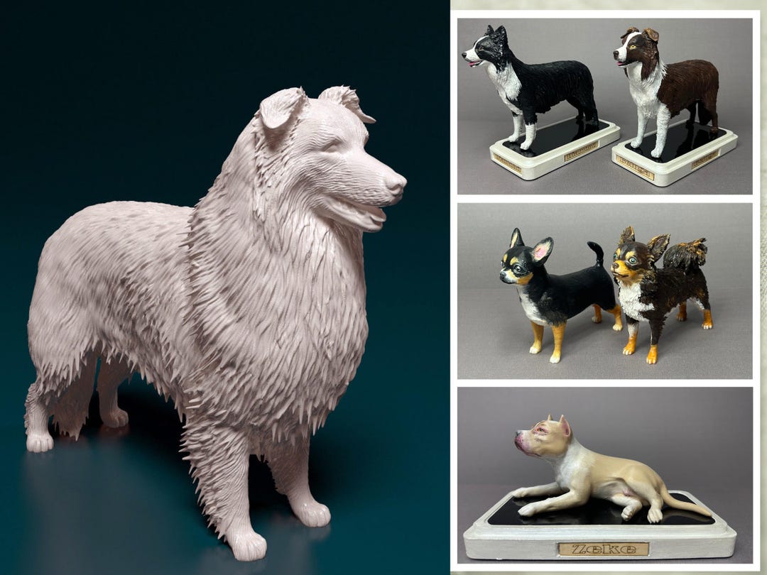 Custom Collie Dog Statue on Base-personalized Painting Dog Statue ...