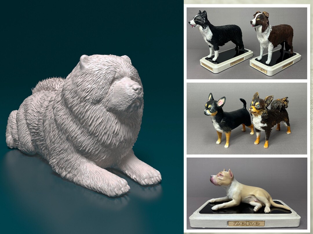 Custom Chow-chow Dog Statue on Base-personalized Painting Dog Statue ...