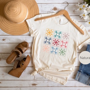 Summer Quilt Block T-shirt for Women, Women's Trendy Star Quilt Block ...