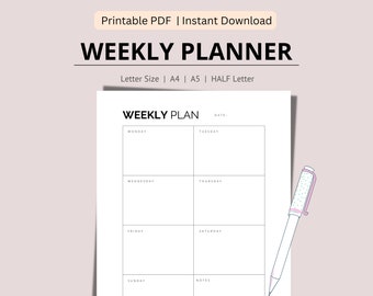 Monthly Planner Printable, Customizable, Monthly Schedule Printable ...