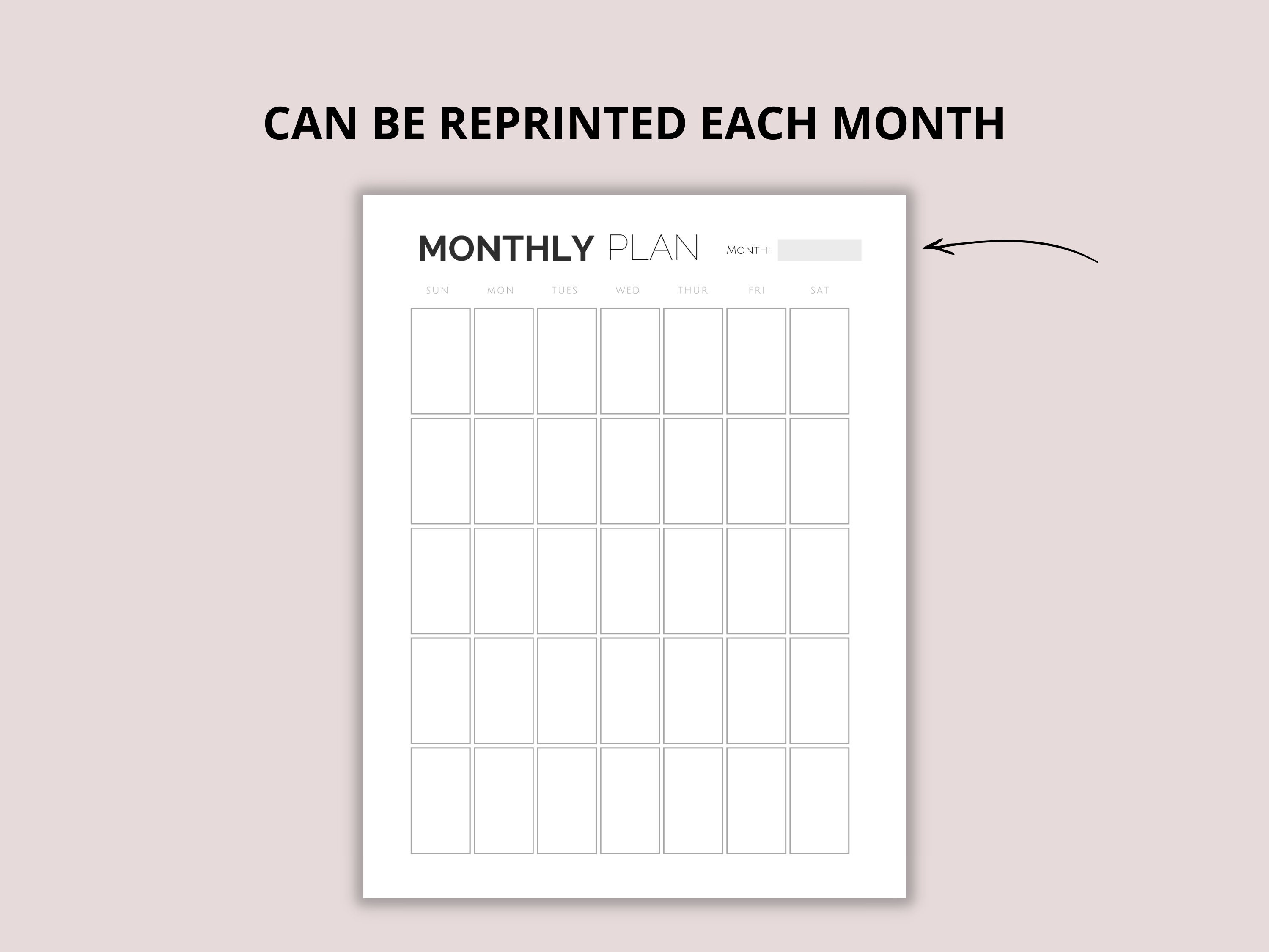 Monthly Planner Printable, Customizable, Monthly Schedule Printable ...