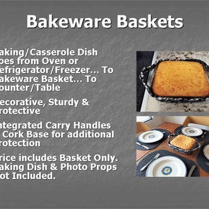 9x13 Bakeware Cozy, Carrier, Server & Holder Basket With Cork Base in ...