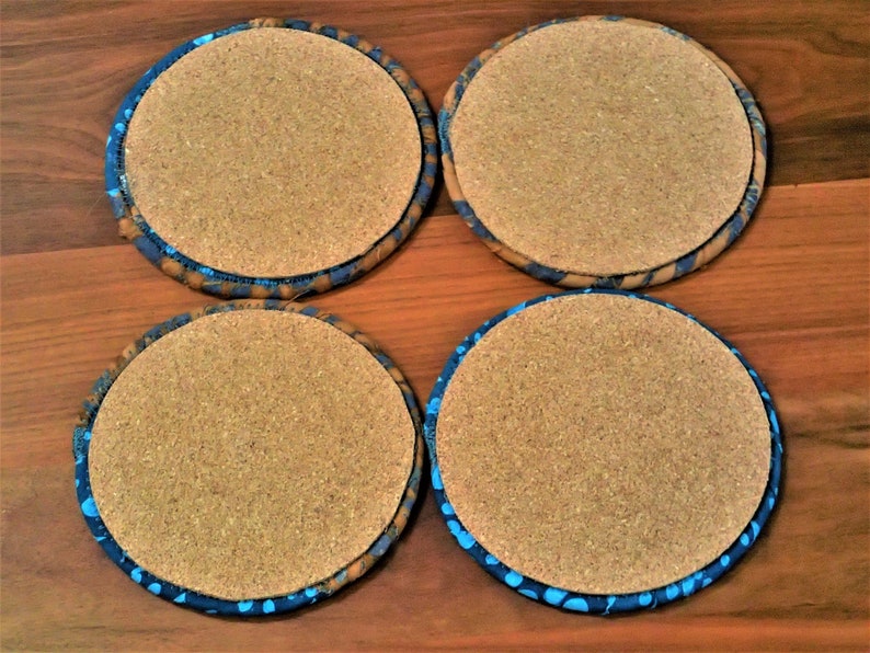 Set of Four 5.25 Round Coaster Trivets With Cork Bases - Etsy