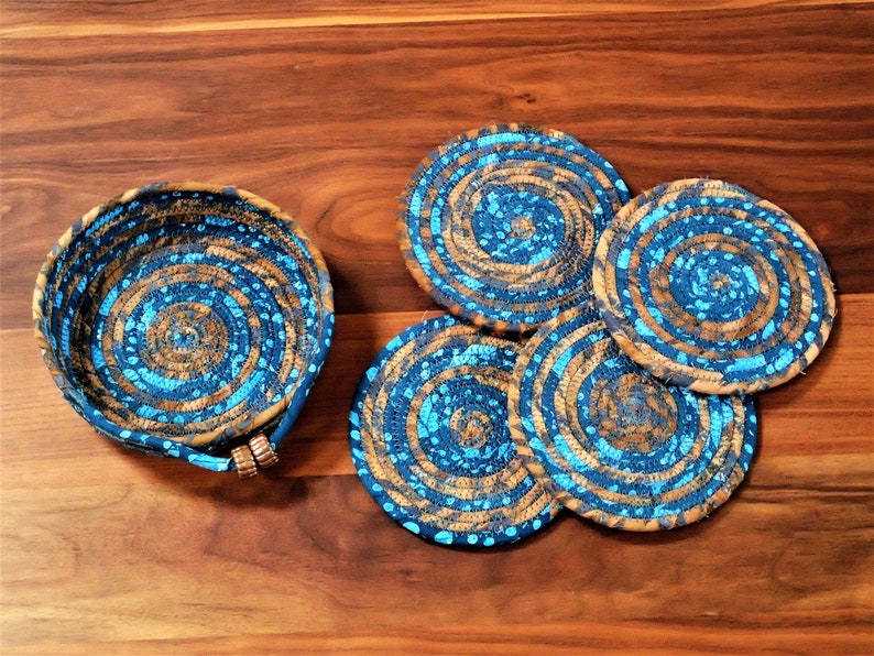 Set of Four 5.25 Round Coaster Trivets With Cork Bases and 6.25 Round ...