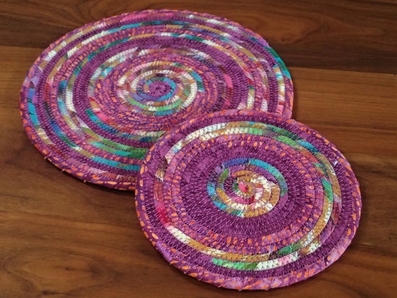 Set of 8 1/2 & 6 Round Coiled Rope Table Trivets | Etsy